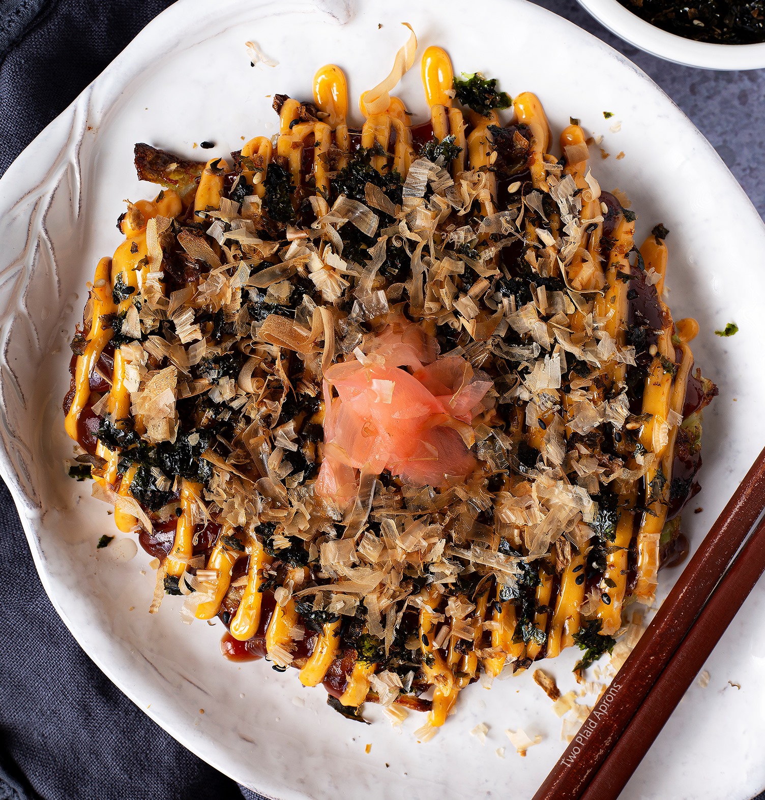 Okonomiyaki Recipe (Japanese Savory Cabbage Pancakes) | Two Plaid Aprons