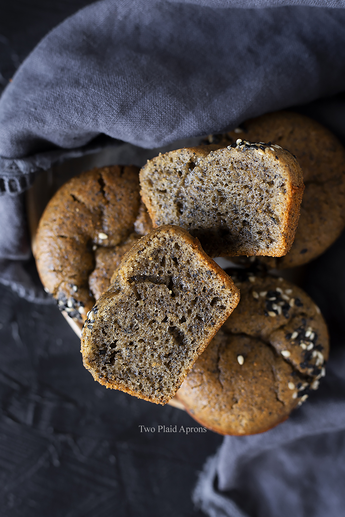Black Sesame Mochi Muffins | Two Plaid Aprons