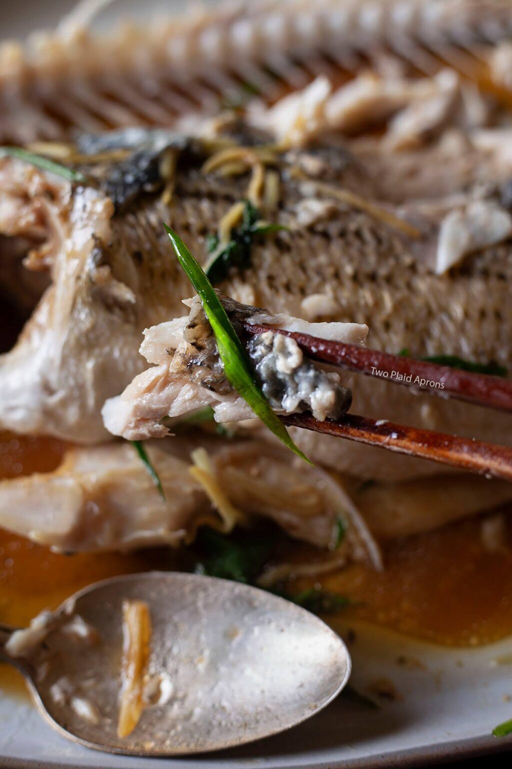 Chinese Steamed Whole Fish with Ginger and Scallion | Two Plaid Aprons