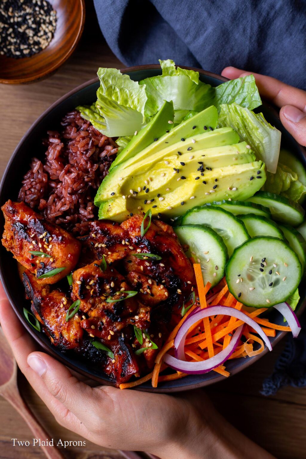 Spicy Korean BBQ Chicken Rice Bowl | Two Plaid Aprons