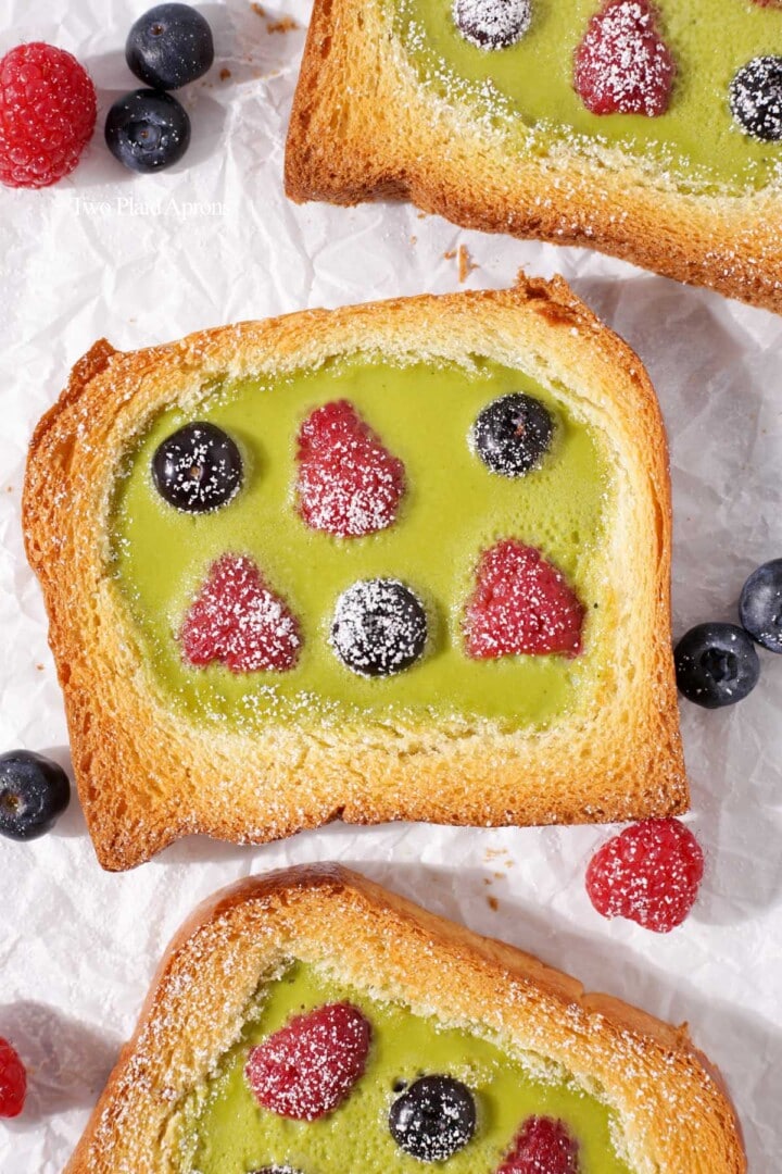 Matcha Custard Toast | Two Plaid Aprons