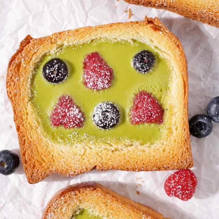 Matcha Custard Toast | Two Plaid Aprons