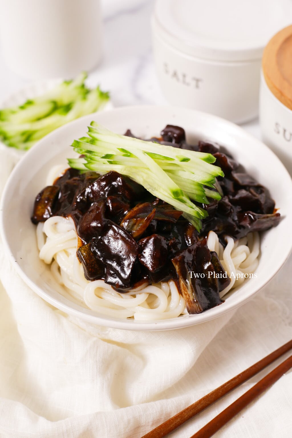 Jajangmyeon (Korean Black Bean Noodles) | Two Plaid Aprons