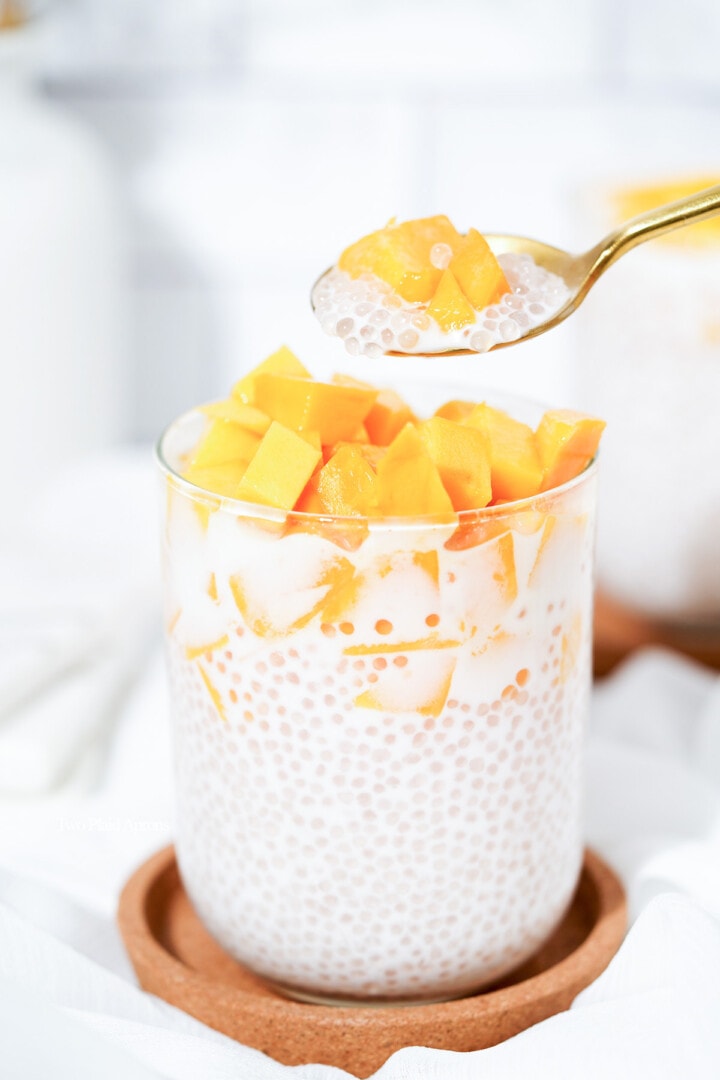 Mango Coconut Sago Recipe | Two Plaid Aprons