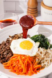 Easy Bibimbap with Ground Beef | Two Plaid Aprons