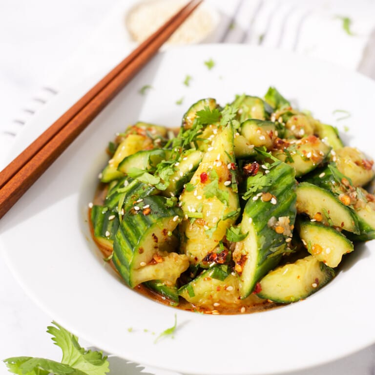 Chinese Smashed Cucumber Salad (拍黄瓜) | Two Plaid Aprons