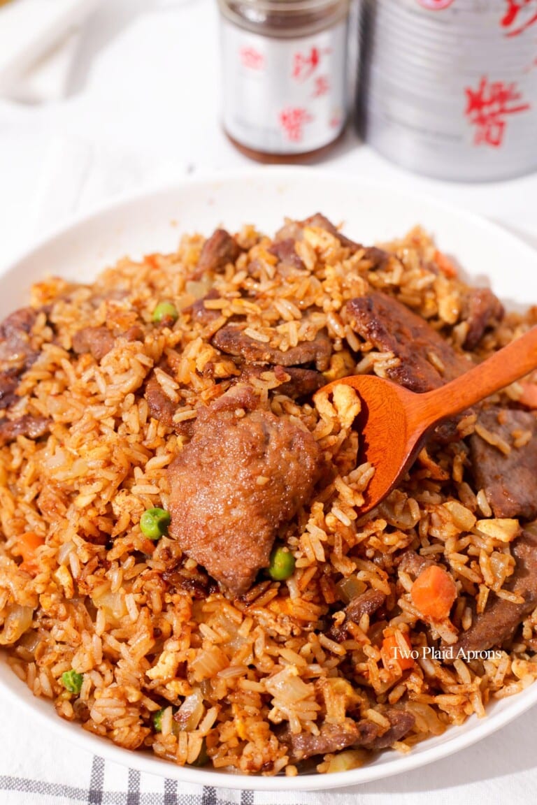 Sha Cha Beef Fried Rice | Two Plaid Aprons