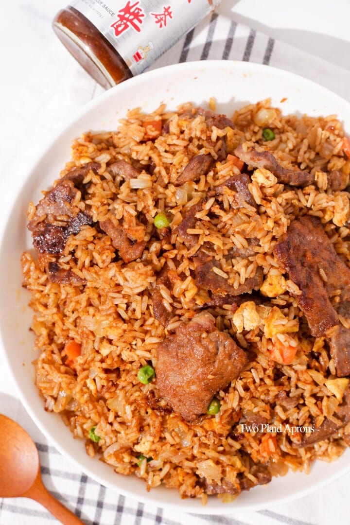 Sha Cha Beef Fried Rice | Two Plaid Aprons