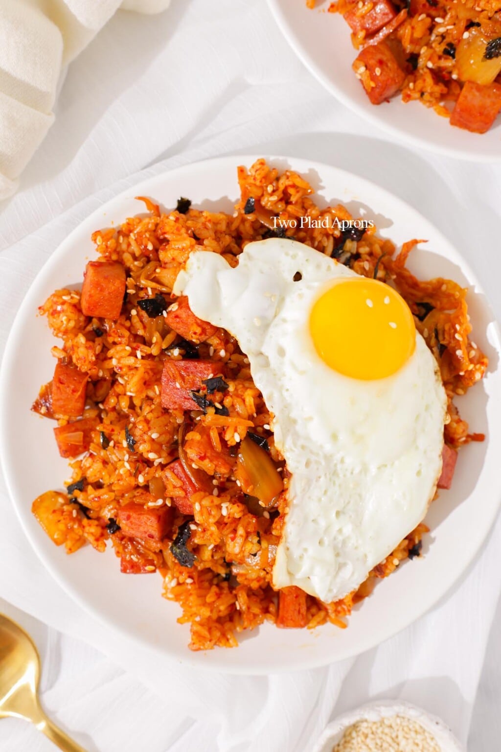 Easy Kimchi Spam Fried Rice | Two Plaid Aprons