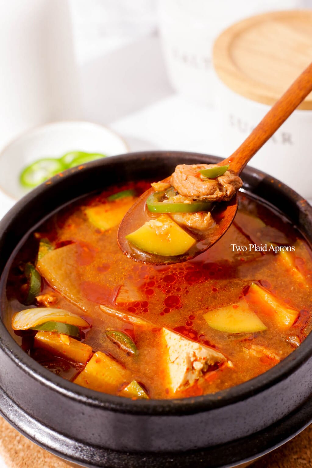 Doenjang Jjigae (Korean Soybean Paste Stew) | Two Plaid Aprons