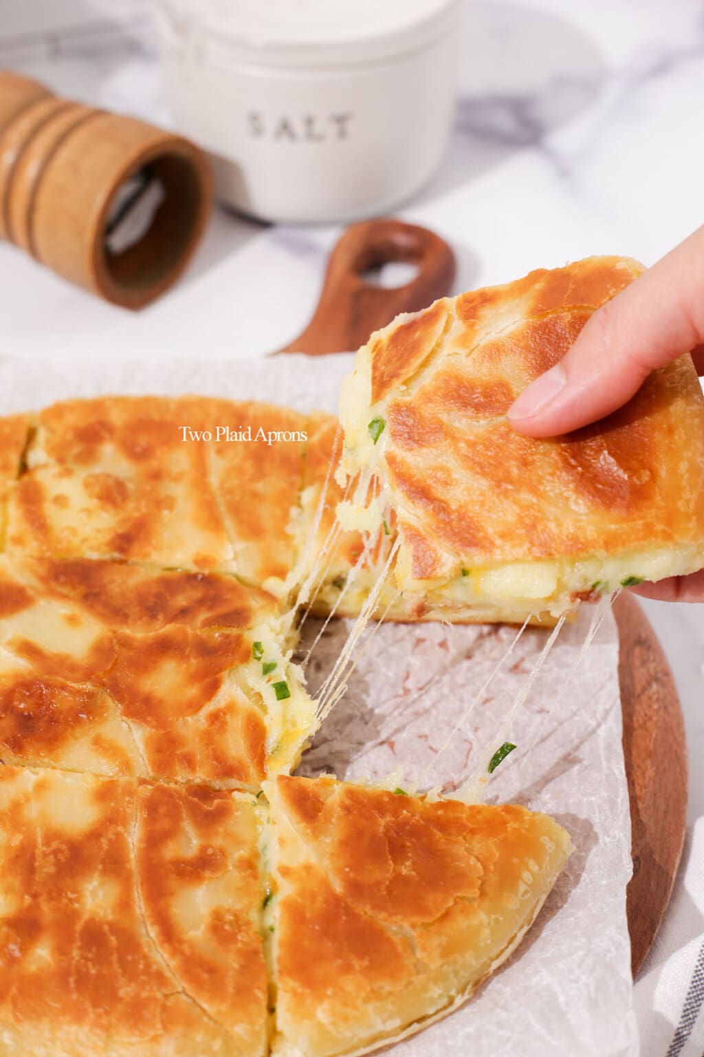 Cheesy Loaded Potato Bread | Two Plaid Aprons