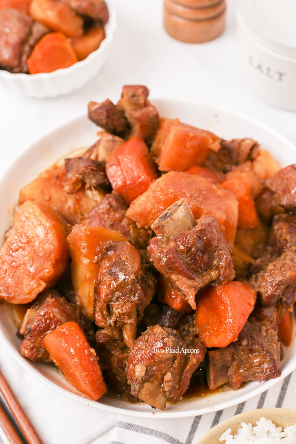 Dwaeji Galbijjim (Korean Braised Pork Ribs) | Two Plaid Aprons