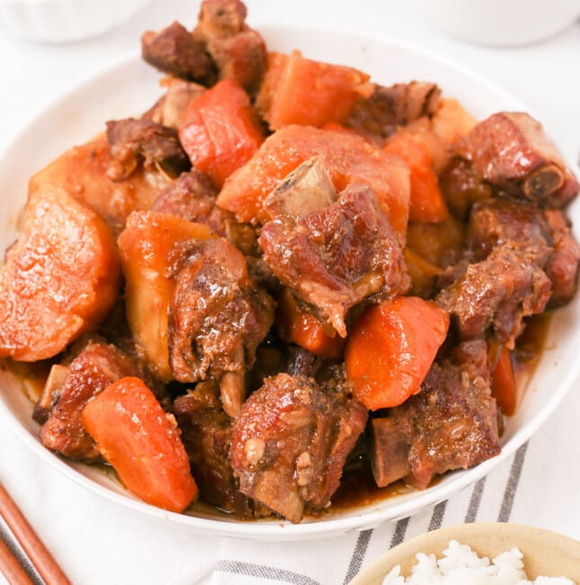 Dwaeji Galbijjim (Korean Braised Pork Ribs) | Two Plaid Aprons