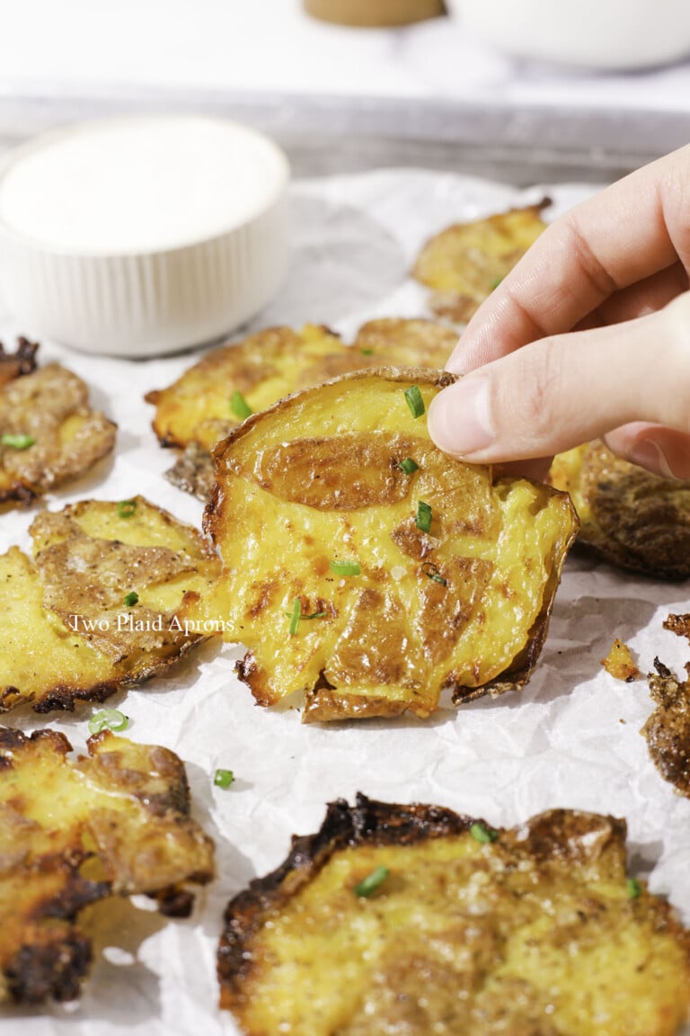 Crispy Smashed Potatoes | Two Plaid Aprons