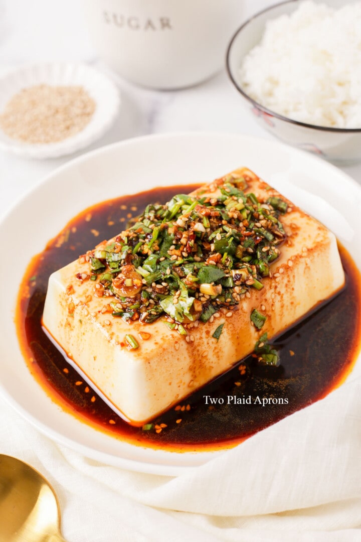 Cold Tofu (5 Minute Recipe) | Two Plaid Aprons