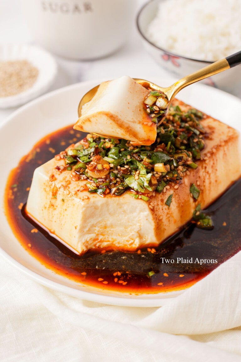 Cold Tofu (5 Minute Recipe) | Two Plaid Aprons